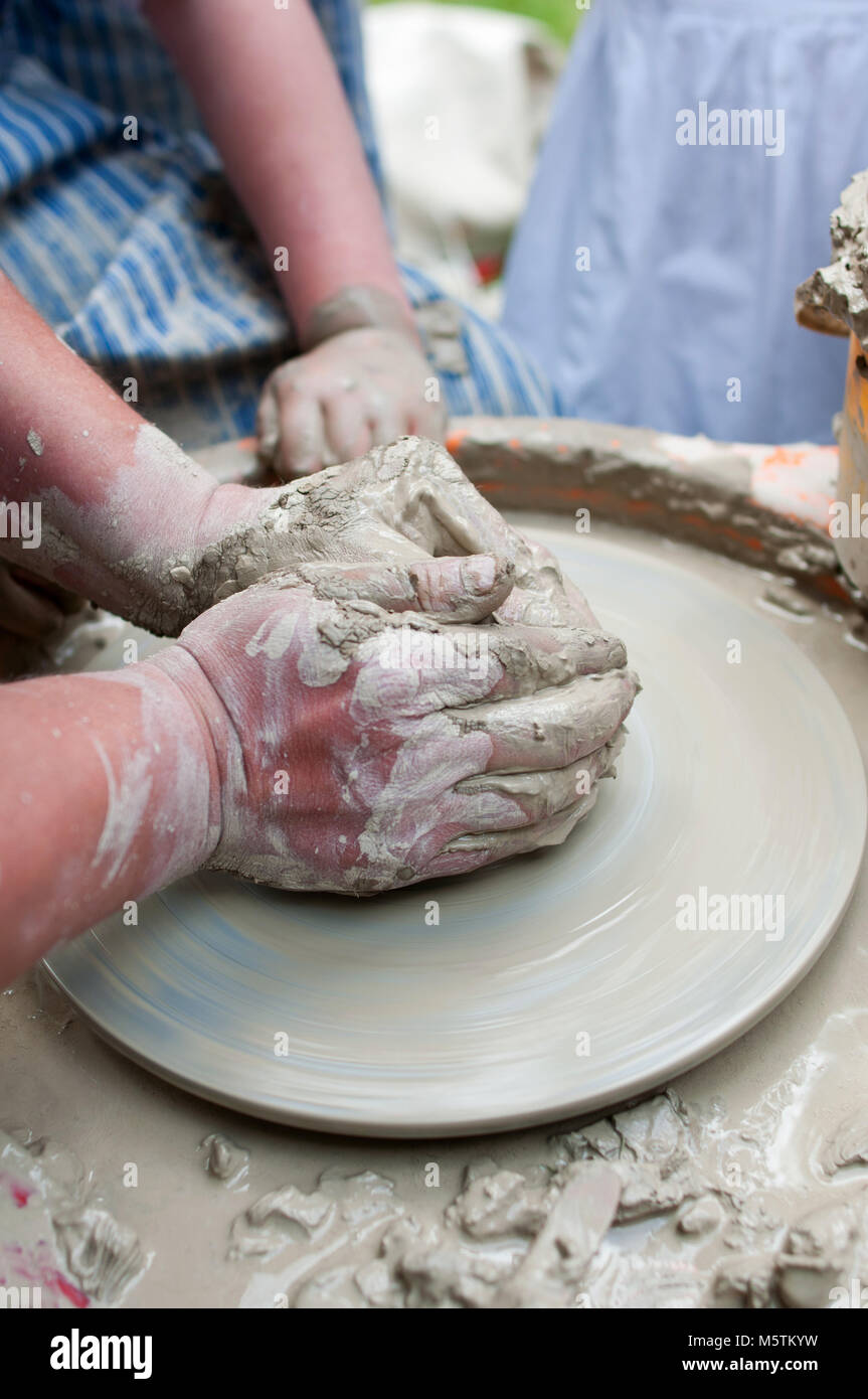 Pottery - formation process of the clay dish with traditional method as ...