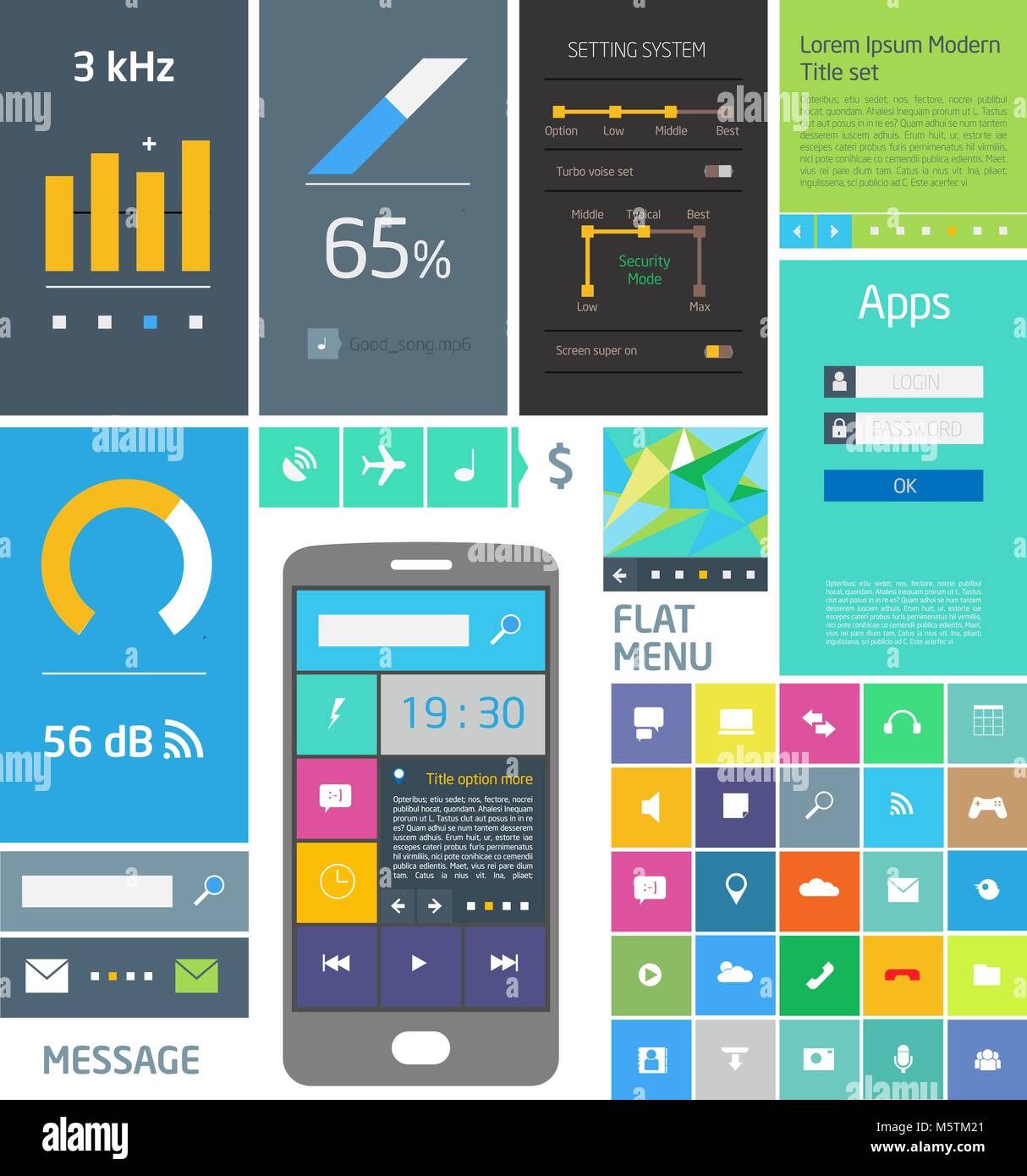 UI Square - set of icons in the style tablet about straight sublimated shapes - vector graphic ...