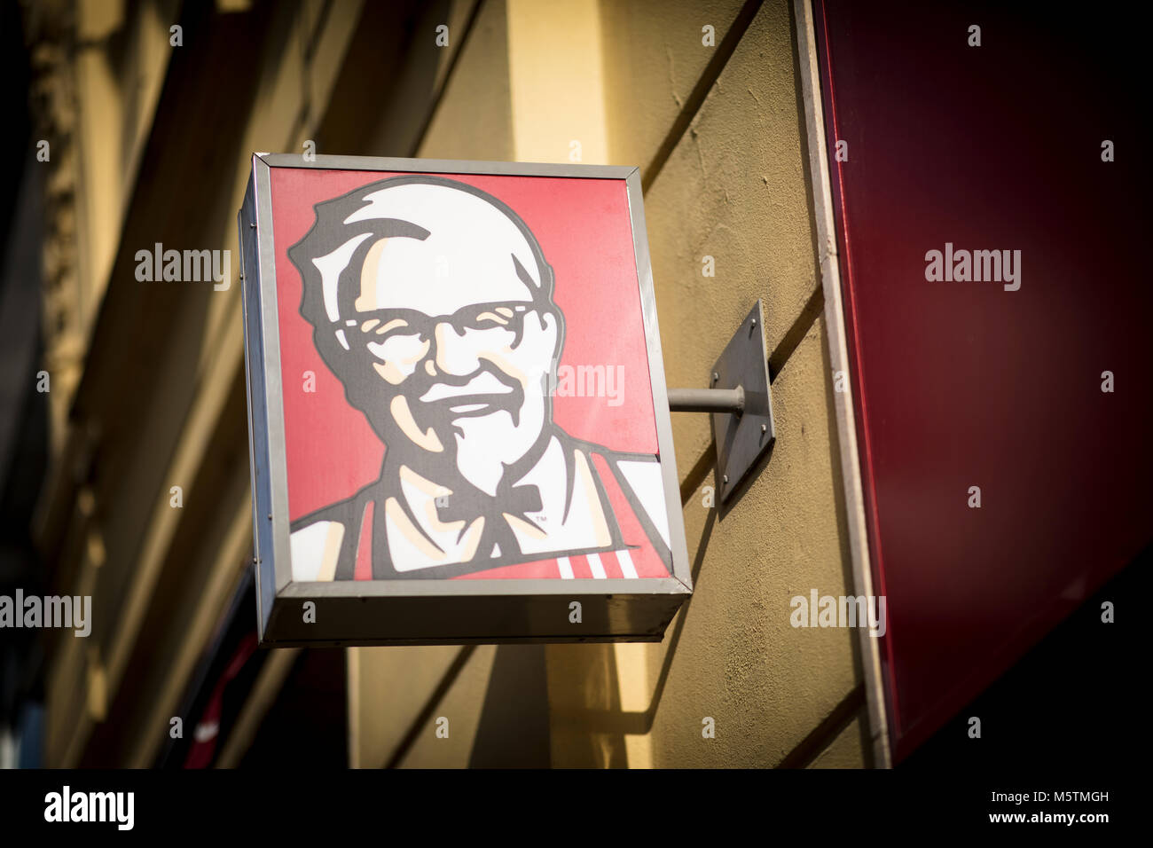 KFC signage on a KFC restaurant in Brno, Czech Republic, 24th February ...