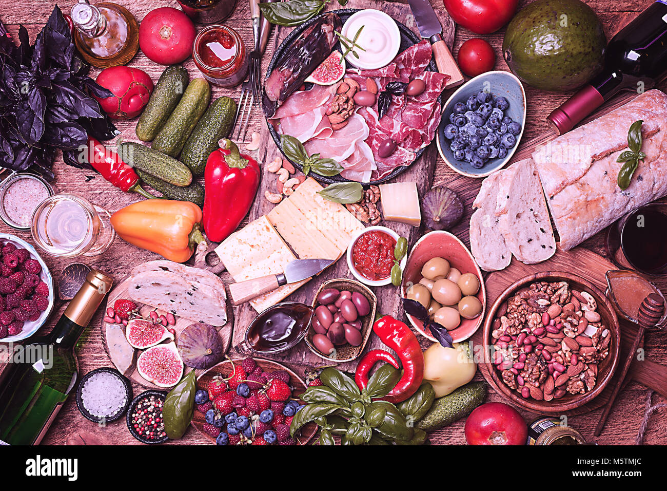 Top view table full of food Stock Photo - Alamy