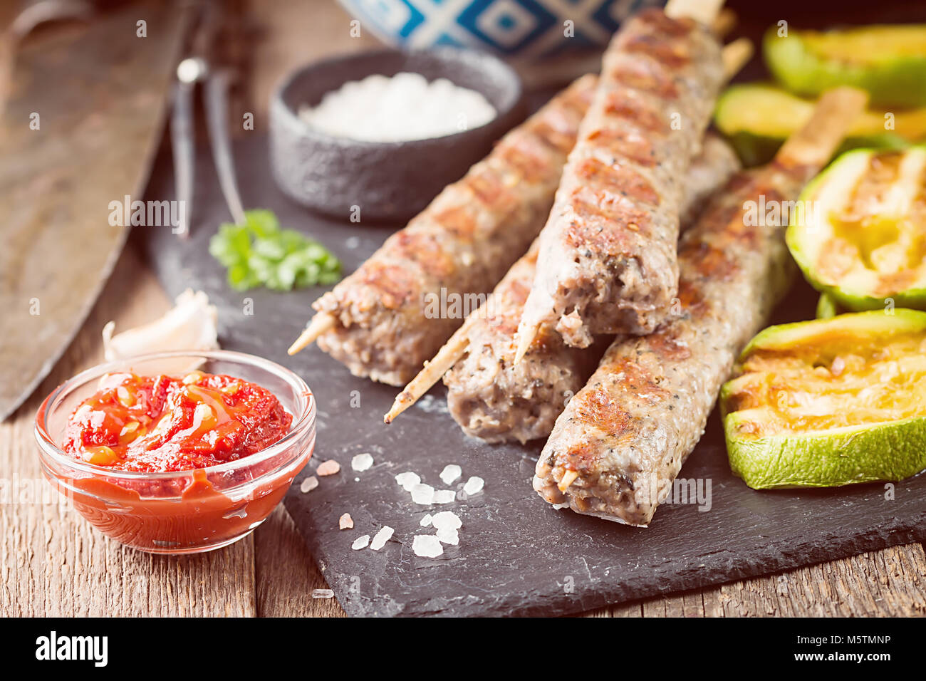 Minced meat kebab Stock Photo - Alamy