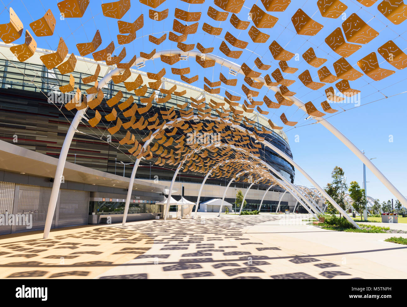 Shade detail of the new Perth Optus Stadium on Burswood Peninsula on ...