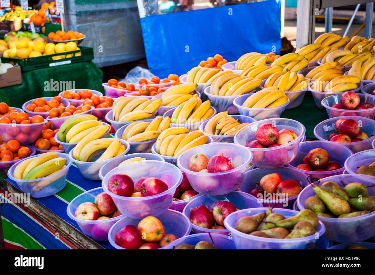 Vegetables and fruit market with various colorful fresh fruits and ...