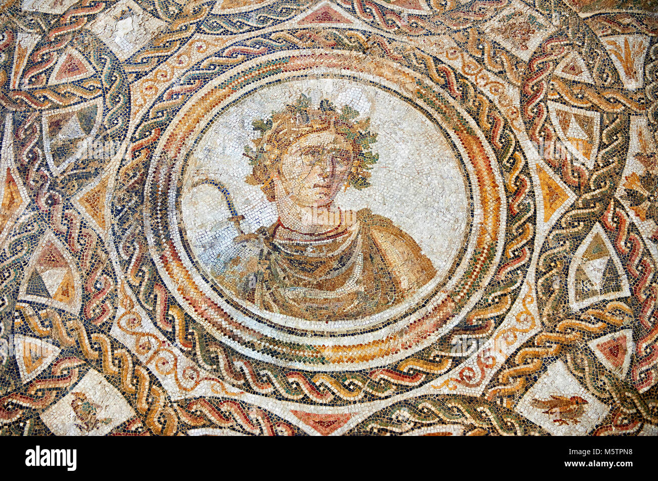 Roman mosaic depicting the Four Seasons (spring is destroyed). Late 3rd ...