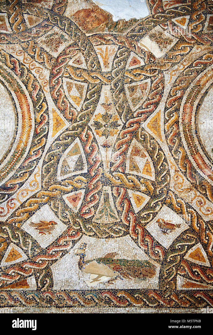 Roman mosaic depicting the Four Seasons (spring is destroyed). Late 3rd ...
