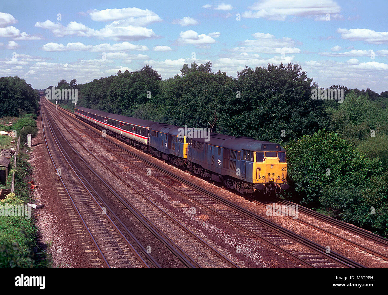 A pair of class 31 diesel locomotives numbers 31467 and 31450 double ...