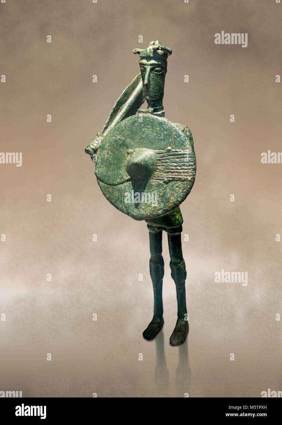 Iron Age Nuragic broze statue of a soldier with a shield and sword from ...