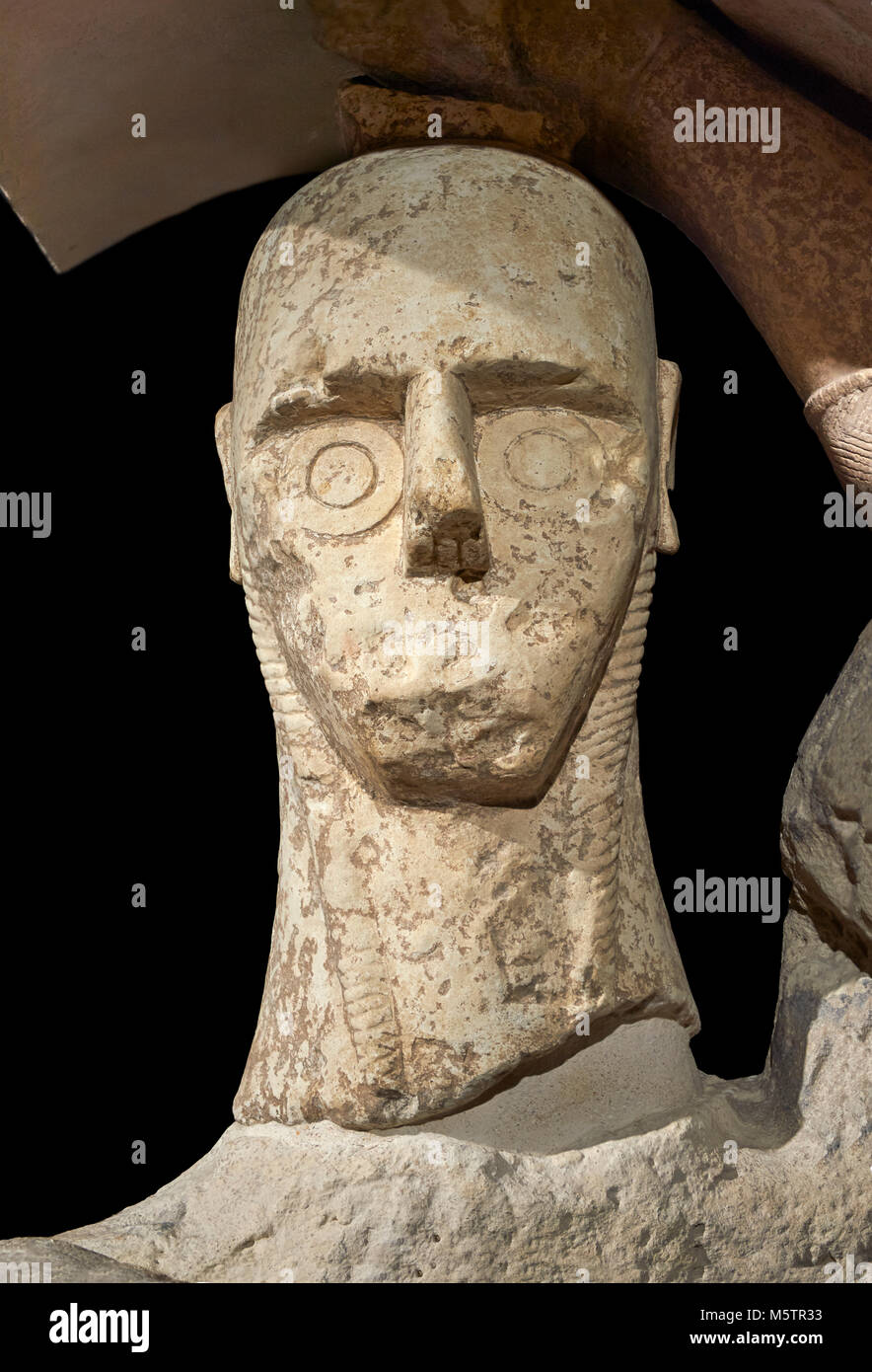 Close up of head of 9th century BC Giants of Mont'e Prama Nuragic stone ...