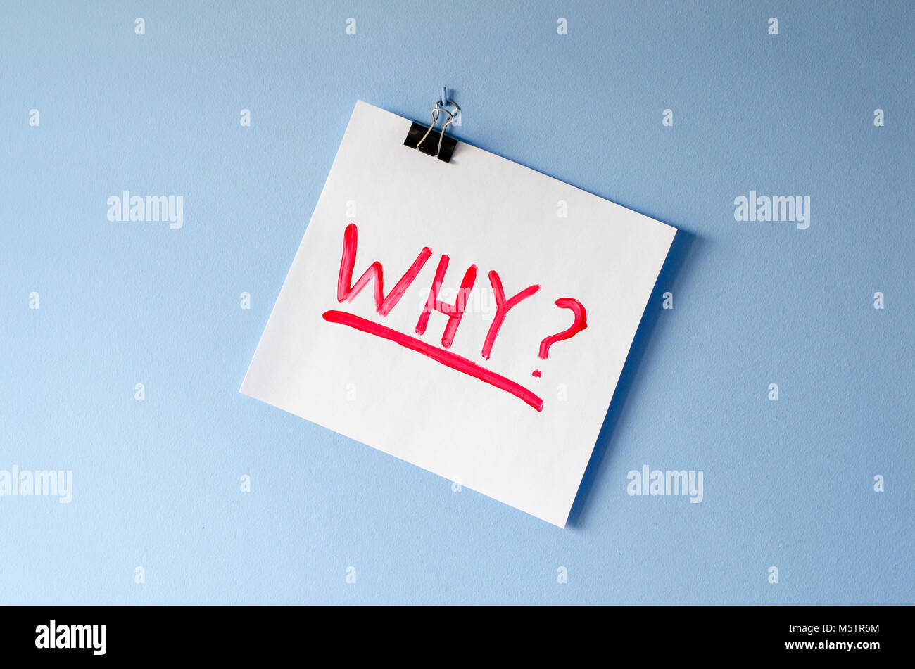 The word Why on white paper sheet asking for help in solving a mystery ...