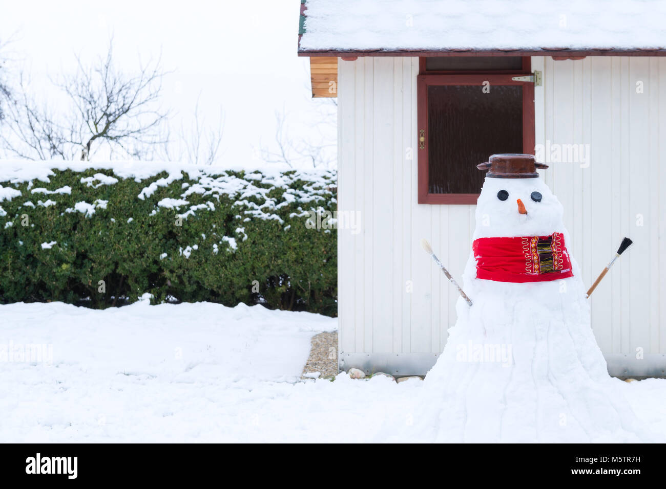 Snowman In Front Garden House High Resolution Stock Photography and ...