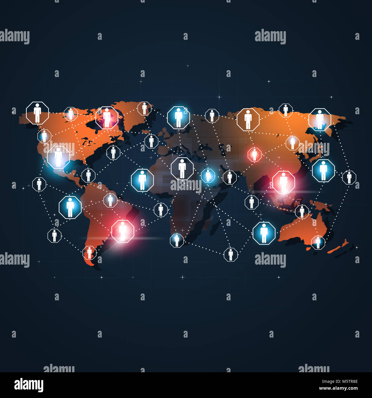 abstract technology global network connections blue background Stock ...