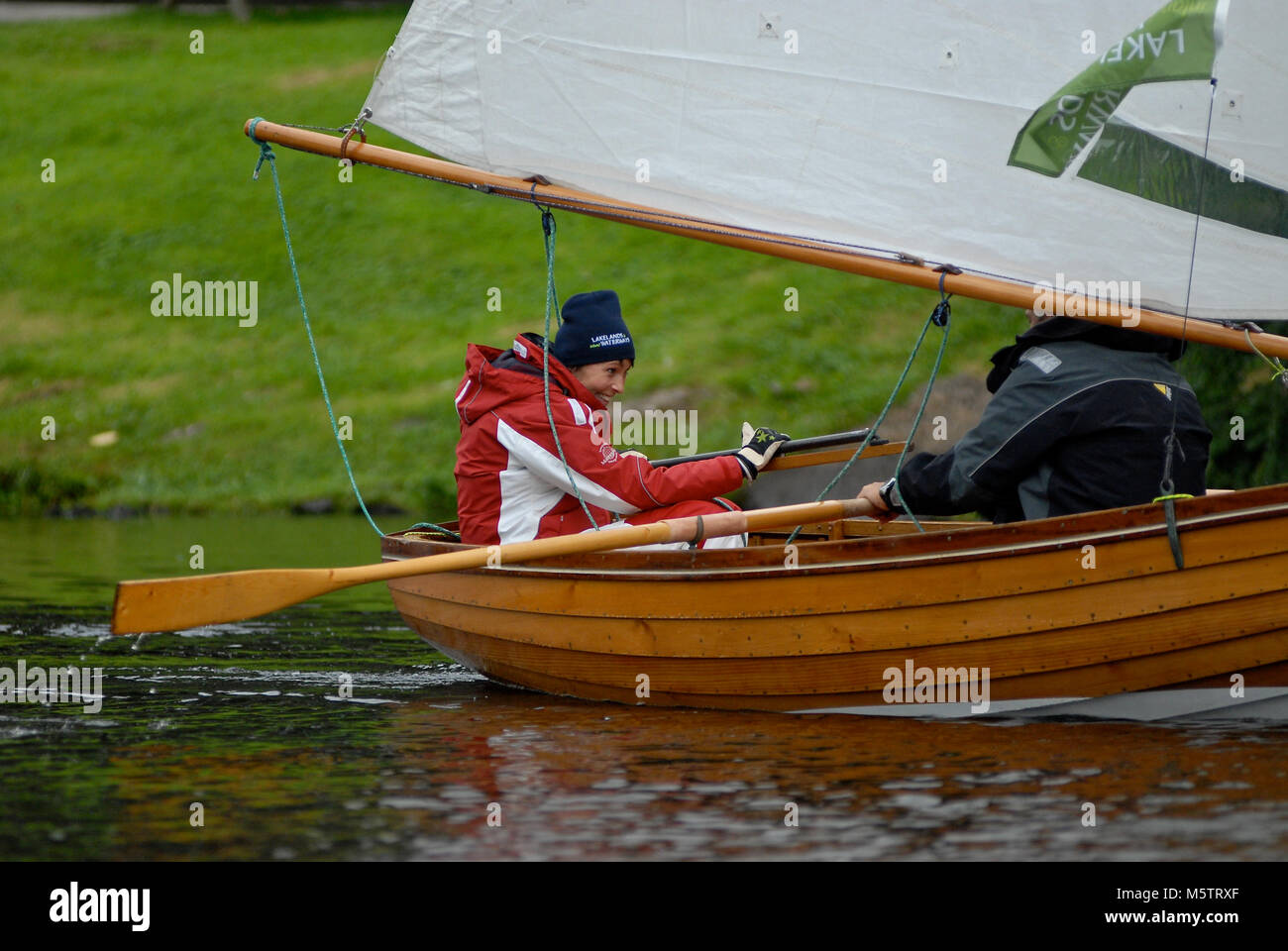 Former Swiss Olympic sailor Albert Schiess and his wife row a Water Wag ...