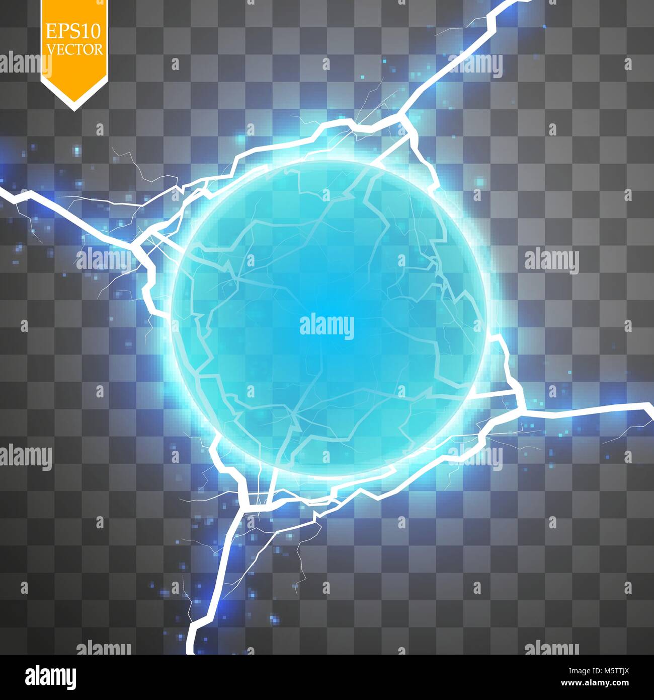 blue energy ring with lightning abstract.conceptual vector design with ...