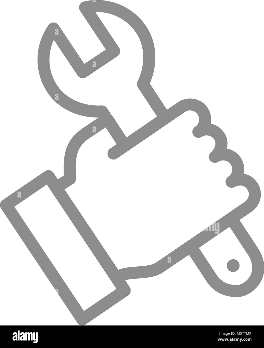 Simple wrench, spanner in hand line icon. Symbol and sign vector ...