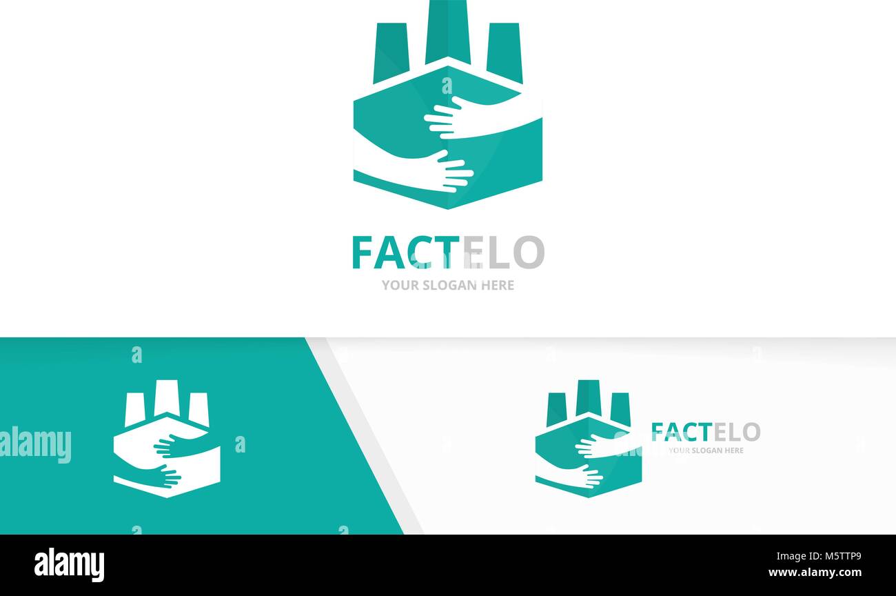 Vector factory and hands logo combination. Industry and embrace symbol ...