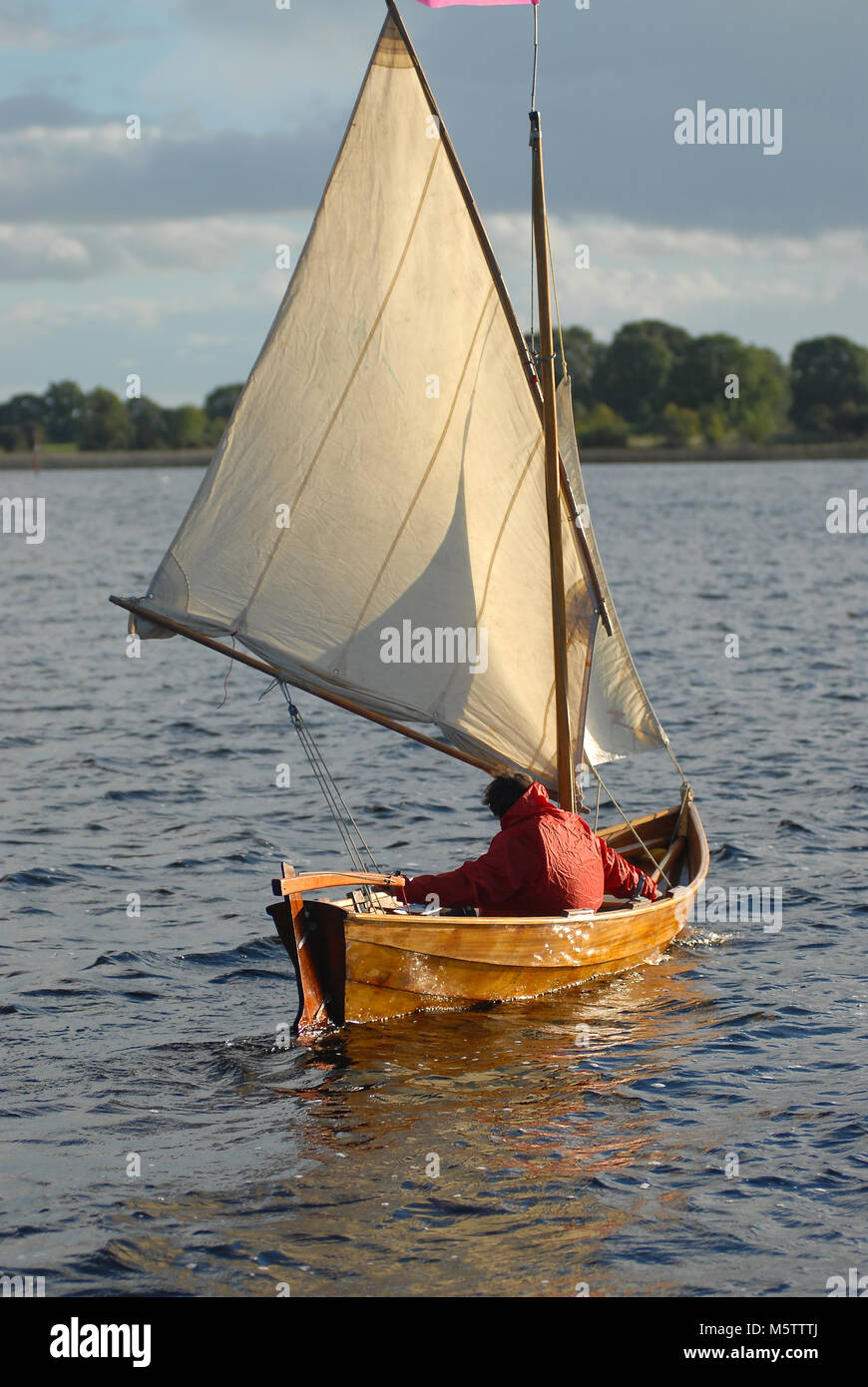 A wooden dory sail built by Dutch boatbuilder Arthur Kortenoever Stock ...