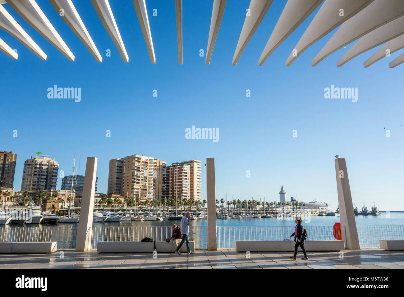 Port maritime promenade,Malaga, Spain Stock Photo - Alamy