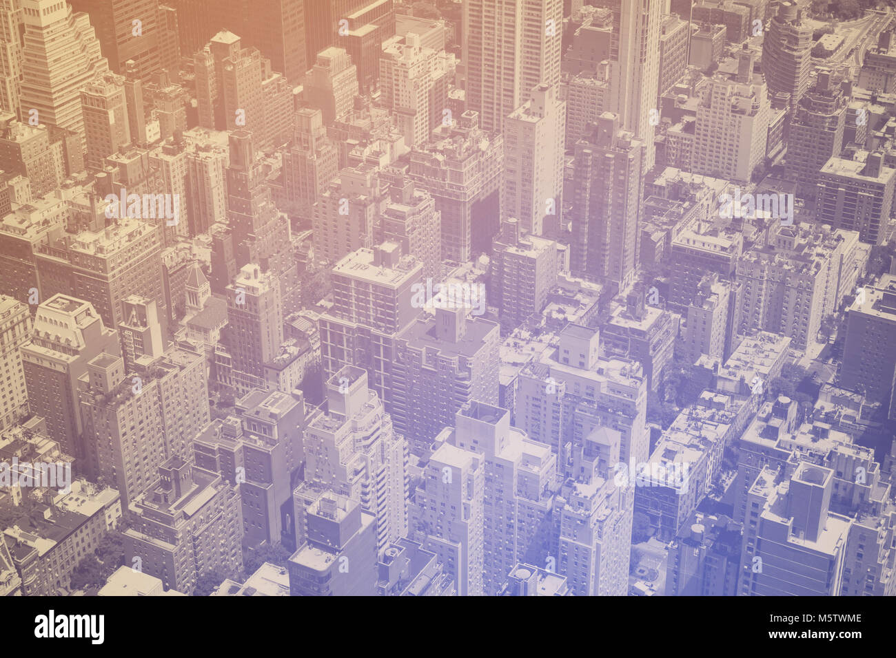 Overhead view of crowded buildings in Manhattan New York City Stock ...