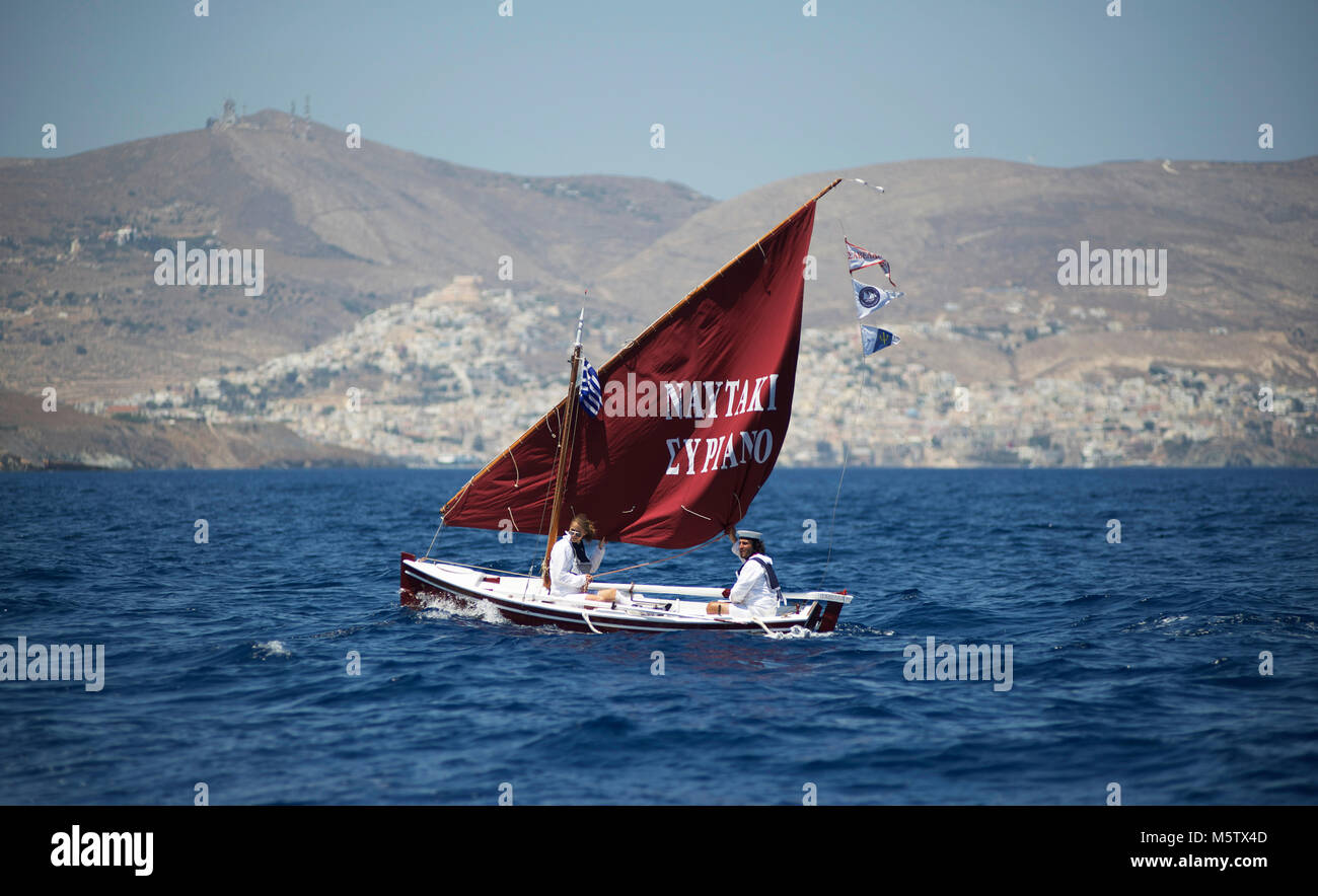 Isabella M sailing off Syros at the start of the Cyclades Classic Yacht ...