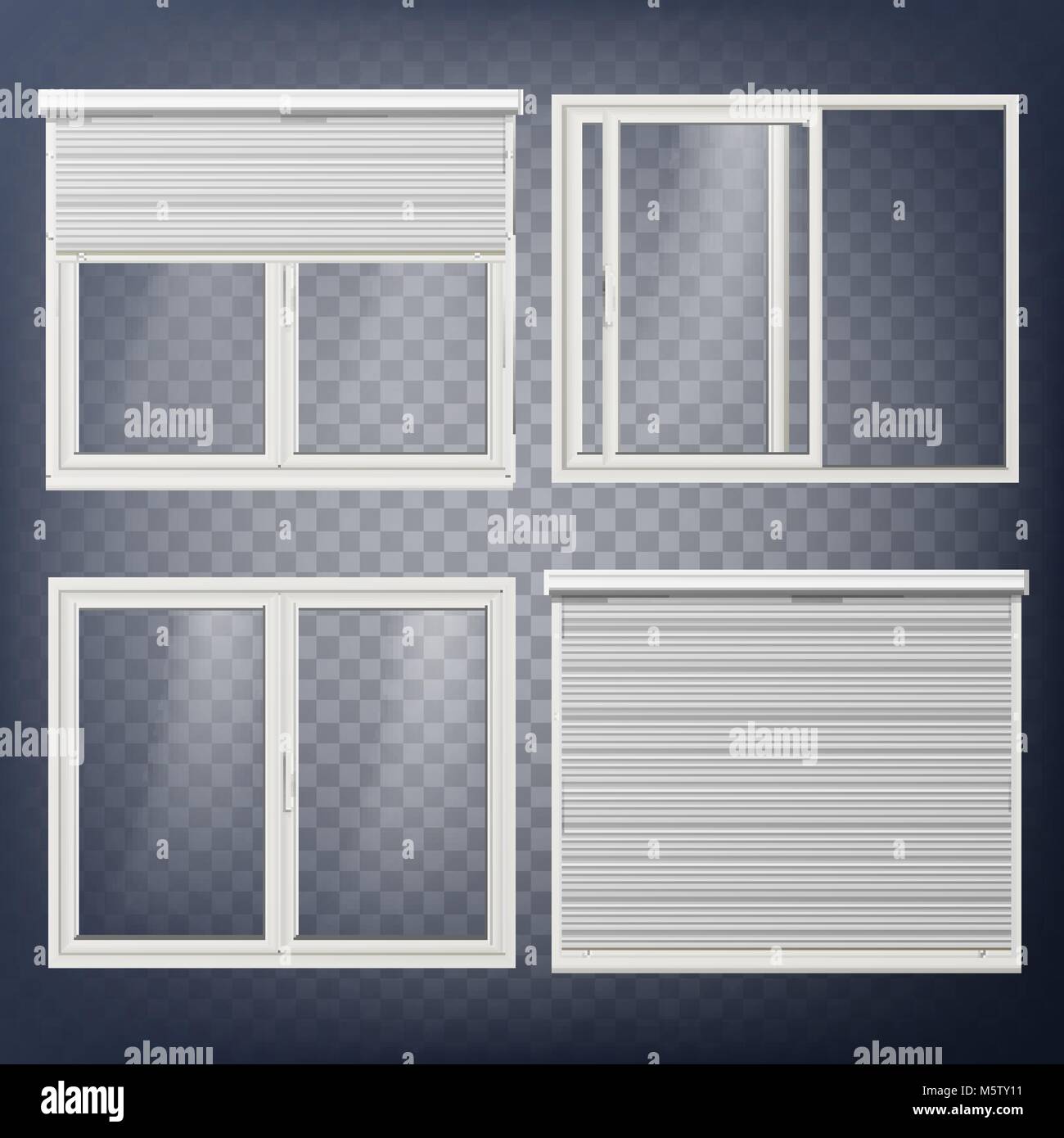 Plastic Door Vector. Sliding. White Roller Shutter. Opened And Closed ...