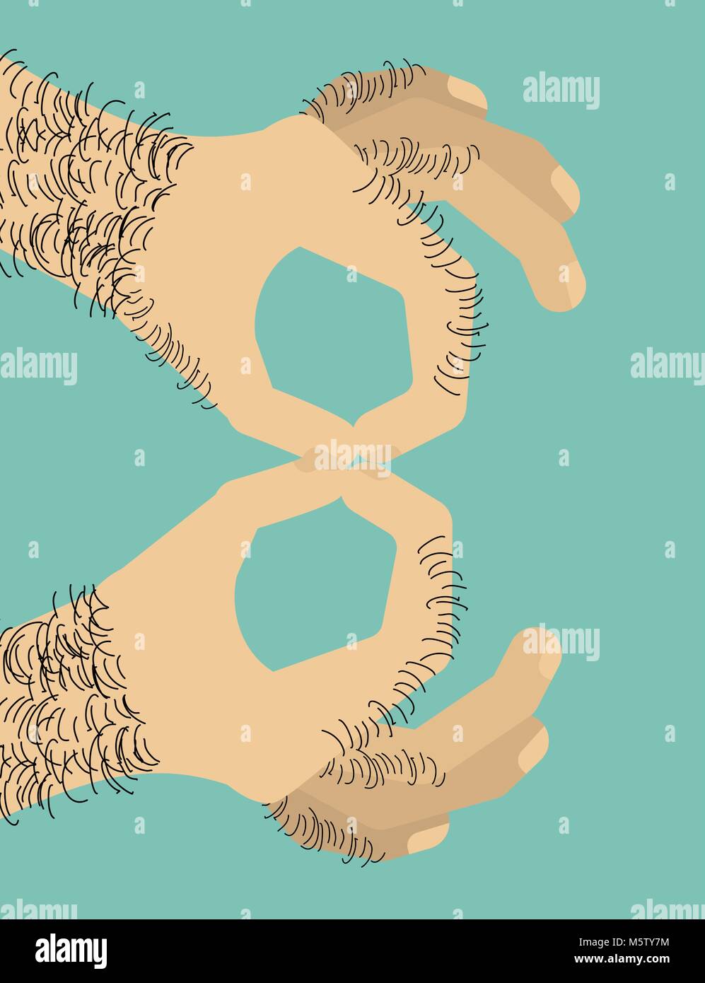 March 8. Male hand with finger symbol figure eight. Sign International ...