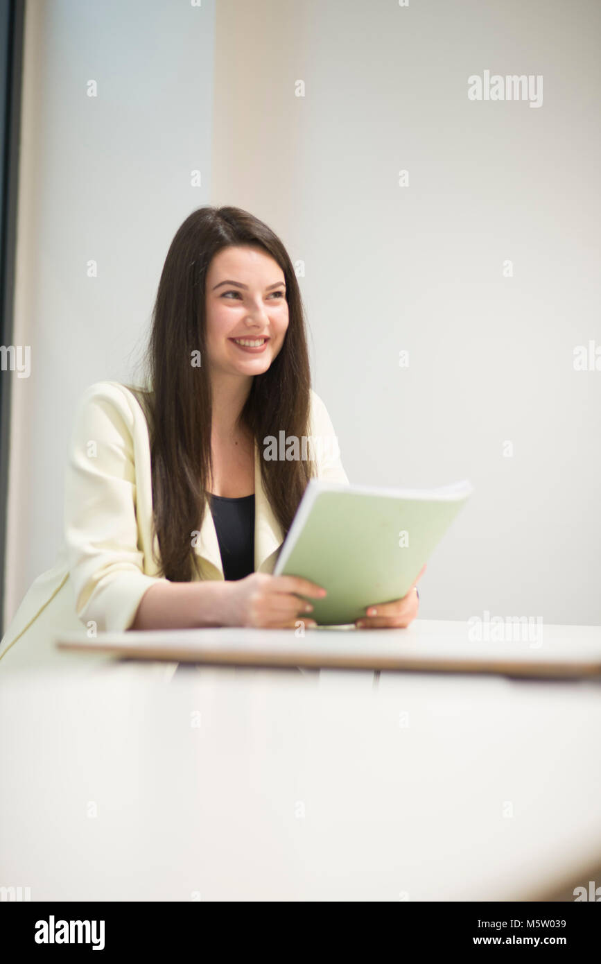a young european student in a classroom studying at university Stock ...