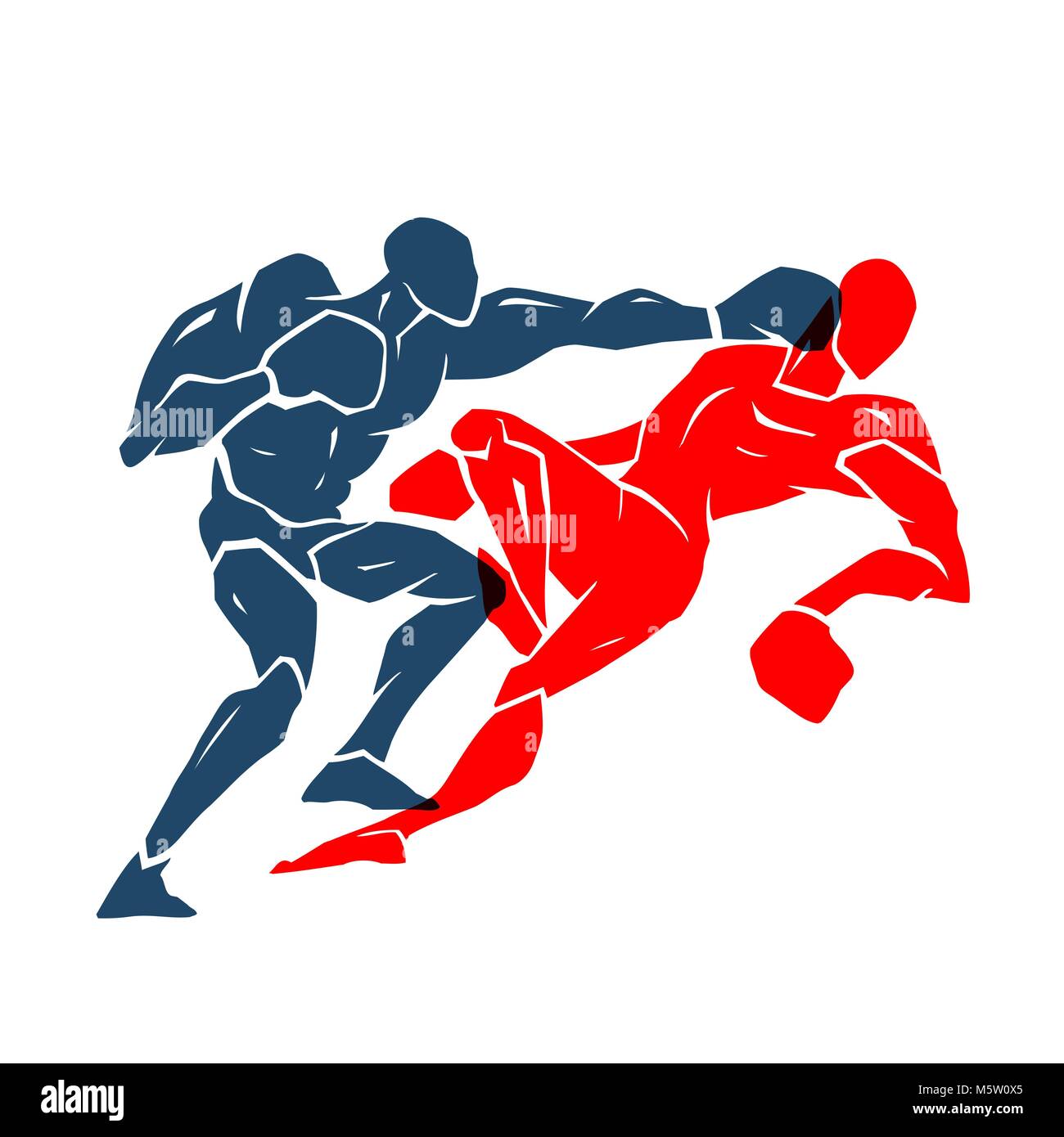 Silhouette of two professional boxer. Boxing match. vector illustration ...
