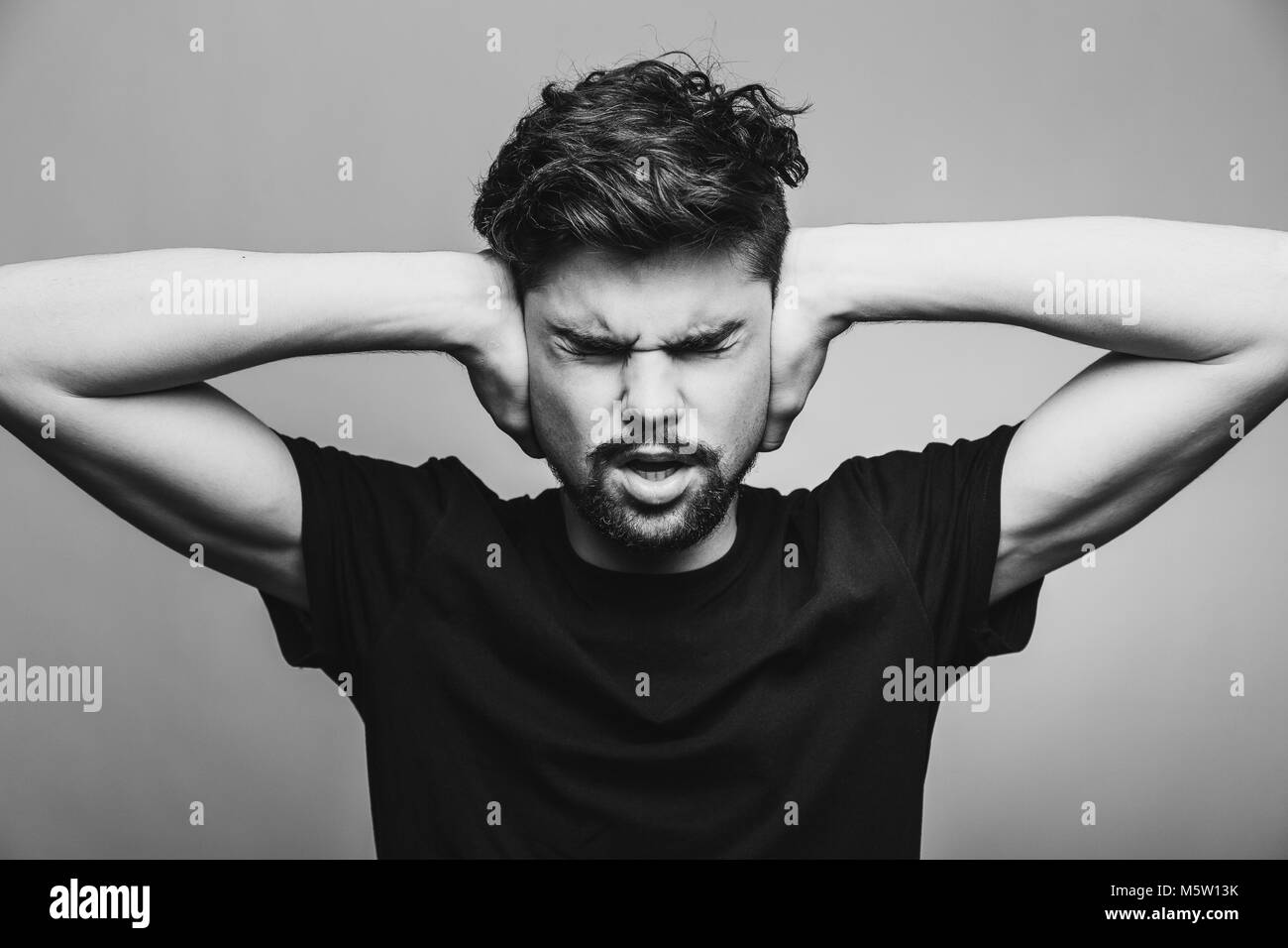 Man frustrated Black and White Stock Photos & Images - Alamy