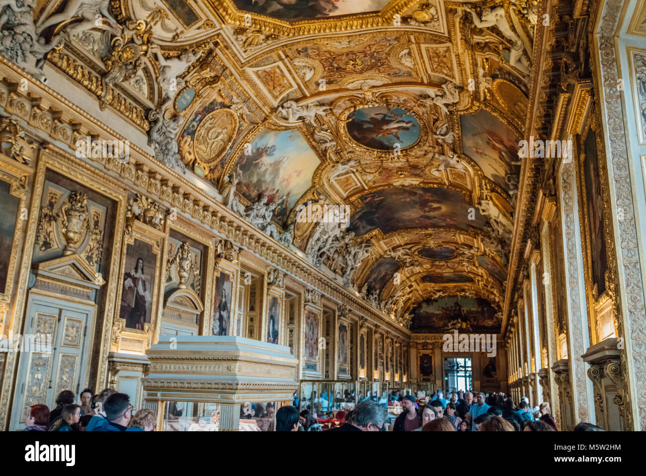 PARIS, FRANCE - FEBRUARY 15, 2018: Interior view of Paris Louvre Museum ...