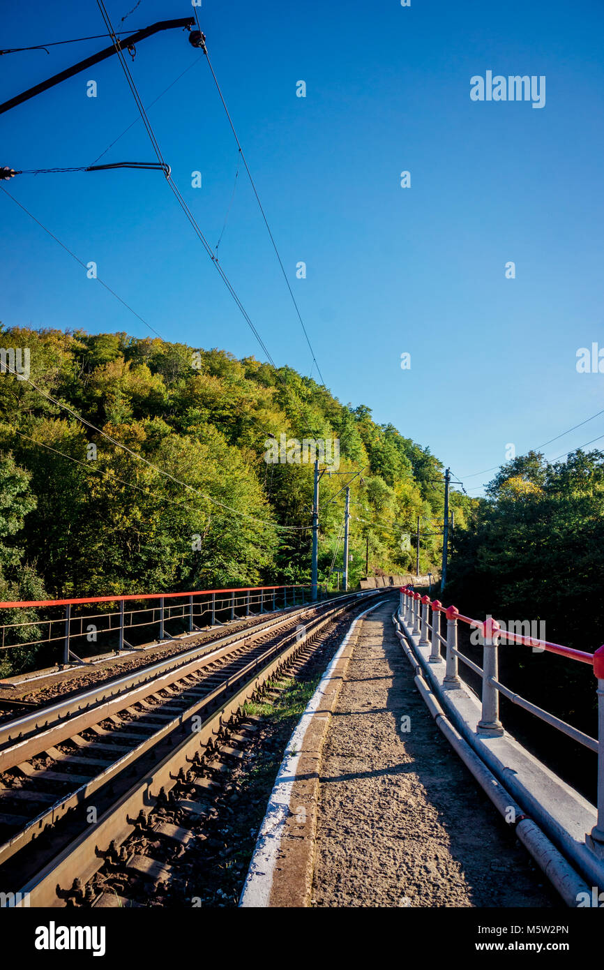 Railroad tracks. Classical railway Stock Photo - Alamy