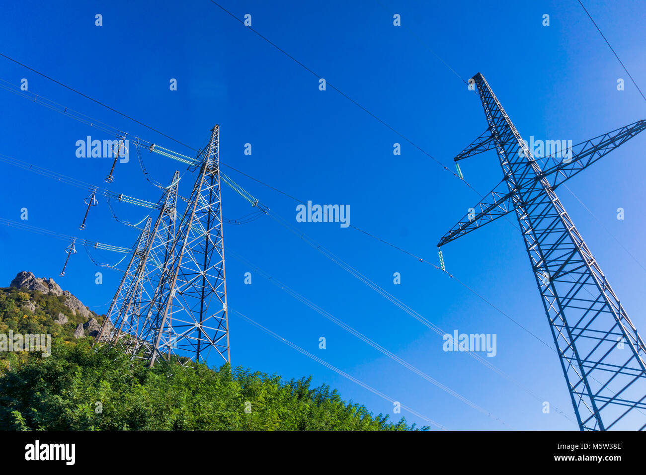 electricity transmission pylon. Power Tower Stock Photo - Alamy