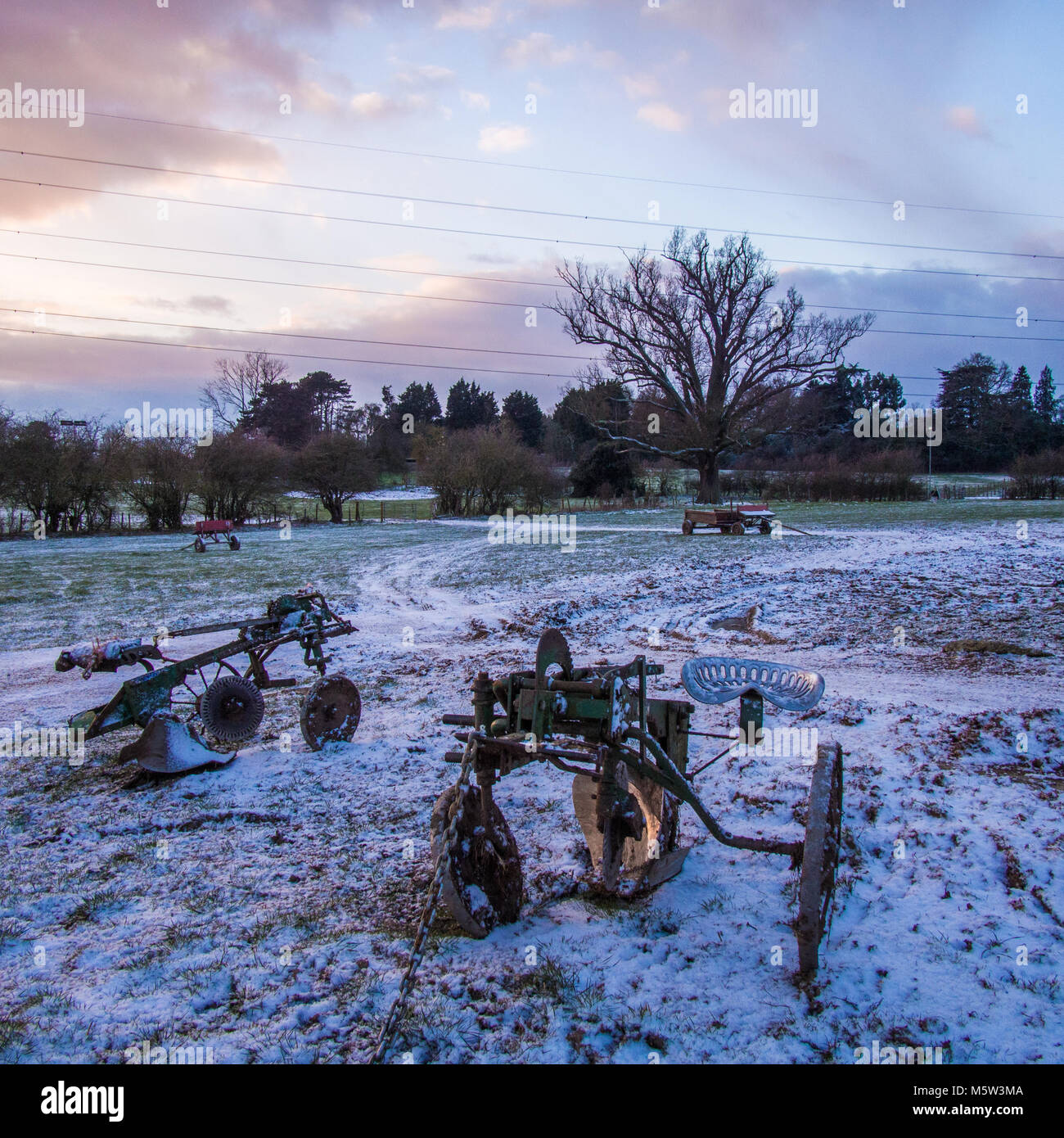 Rural snow scene in Hertfordshire England. Part of the Bhaktivedanta ...