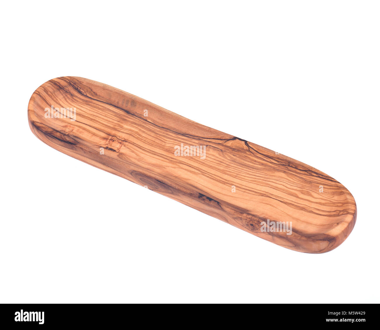 Long olive wood plate isolated on white background Stock Photo - Alamy