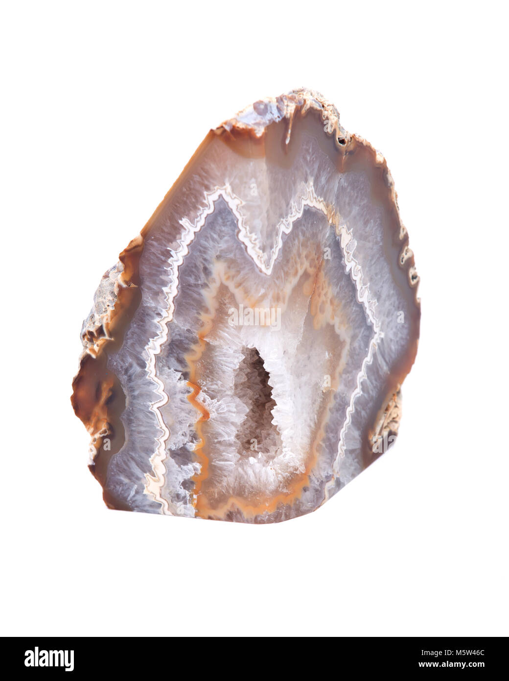 Agate natural polished geode specimen isolated on white background ...