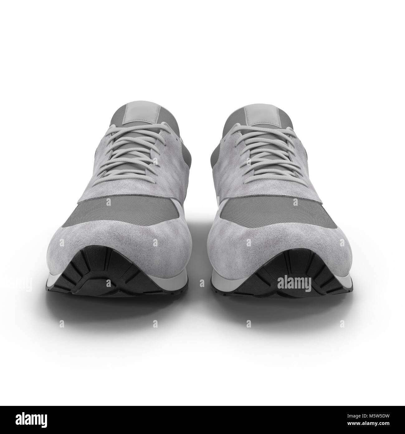 Pair of bright sport shoes on white. Front view. 3D illustration Stock ...