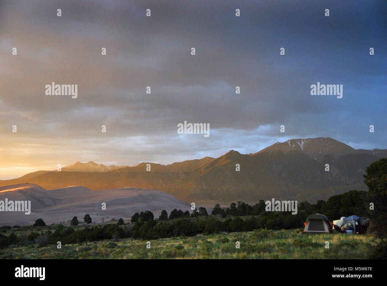 View from Campsite at Sunset Stock Photo - Alamy