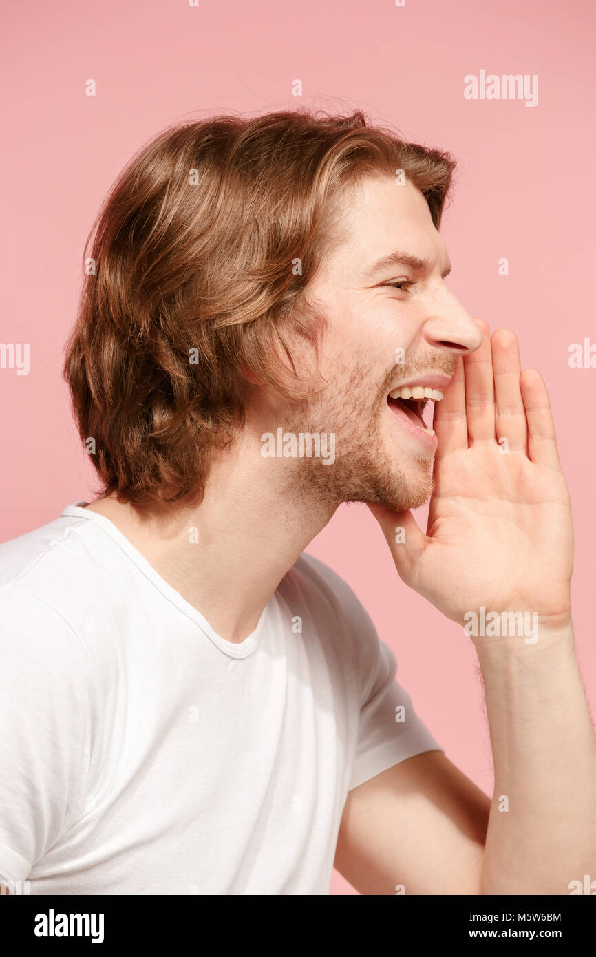 Young man shouting profile hi-res stock photography and images - Alamy