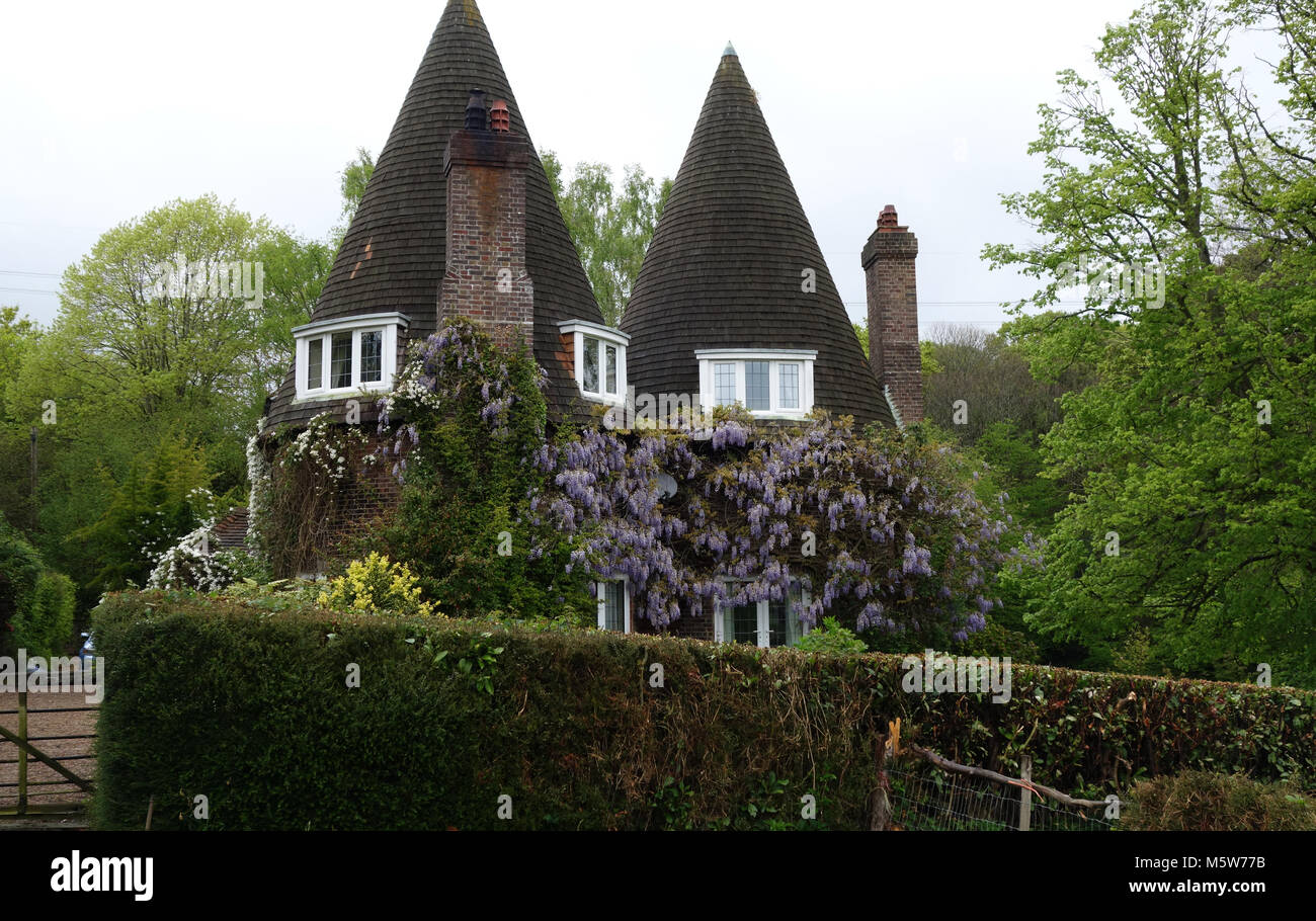 Oast houses used for hop brewing in Guestling, East Sussex, United ...