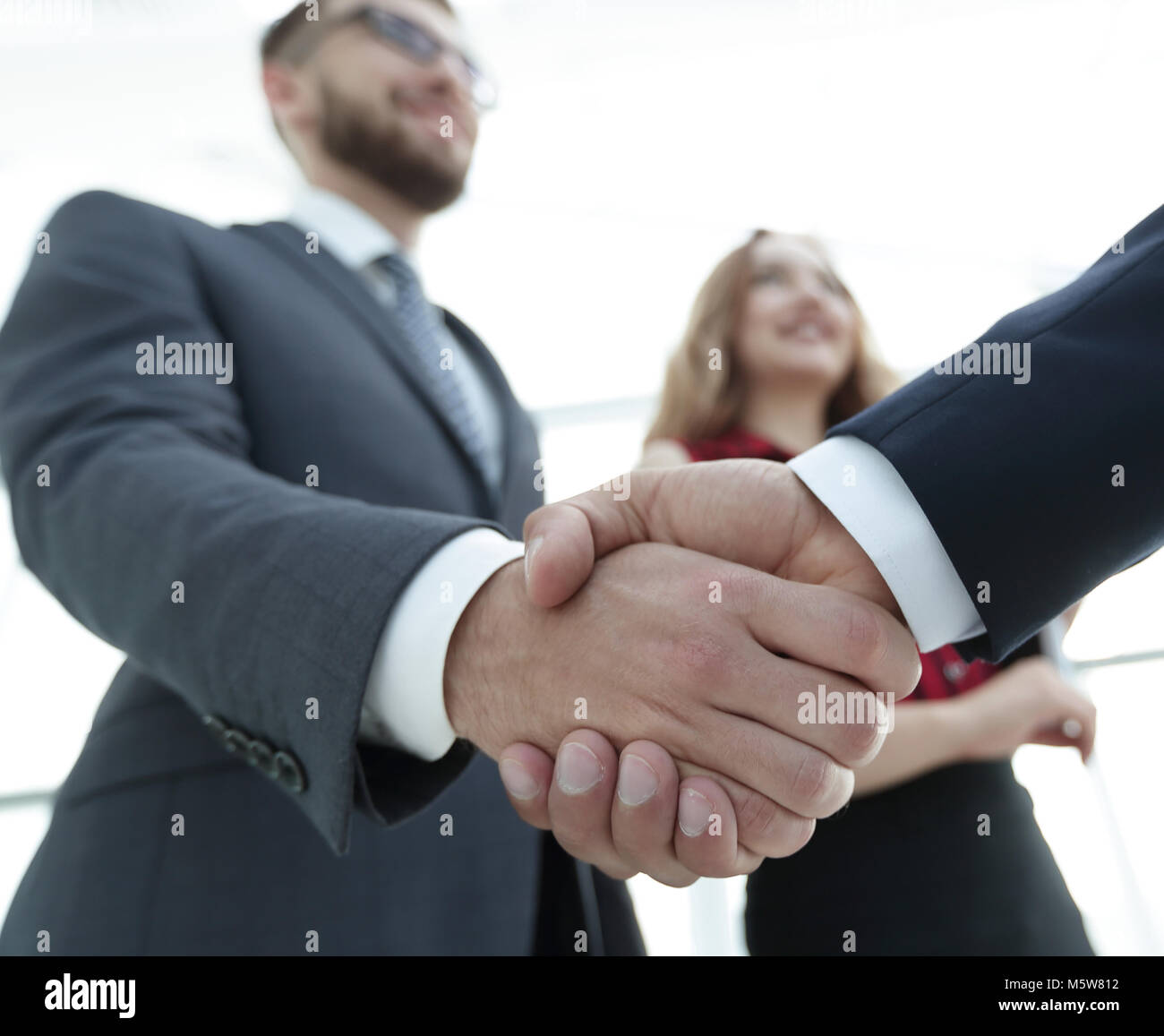 Businessmen making handshake - business etiquette, congratulatio Stock ...