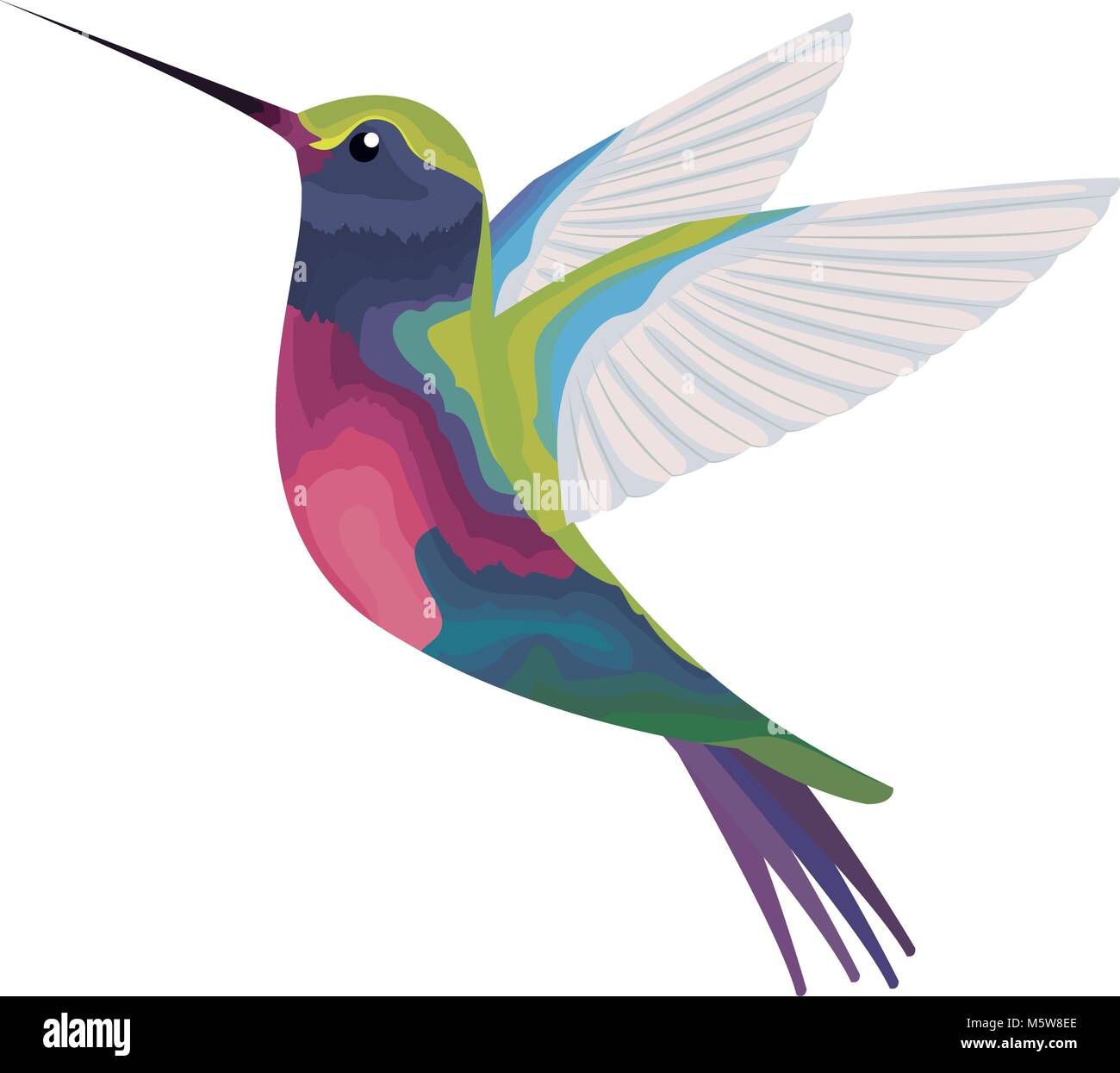 Cute Hummingbird Flying Icon Vector Illustration Design Stock Vector