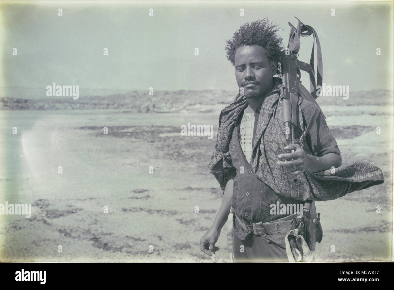 ETHIOPIA,DANAKIL-CIRCA JANUARY 2018--unidentified irregular soldier ...