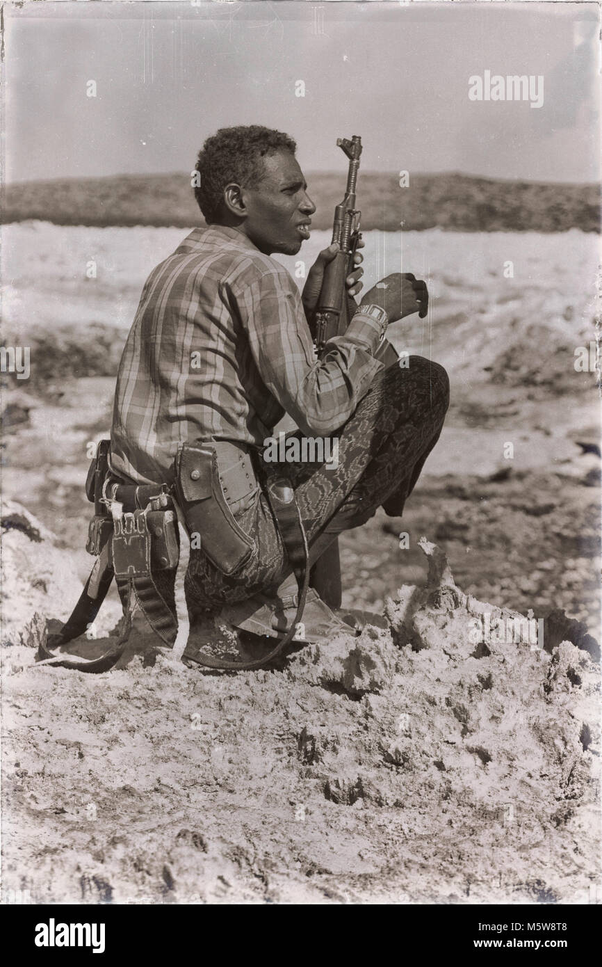 ETHIOPIA,DANAKIL-CIRCA JANUARY 2018--unidentified irregular soldier ...