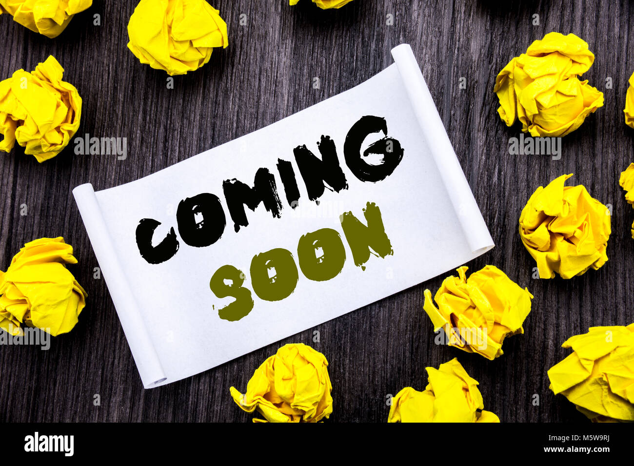 Writing text showing Coming Soon. Business concept for Under ...