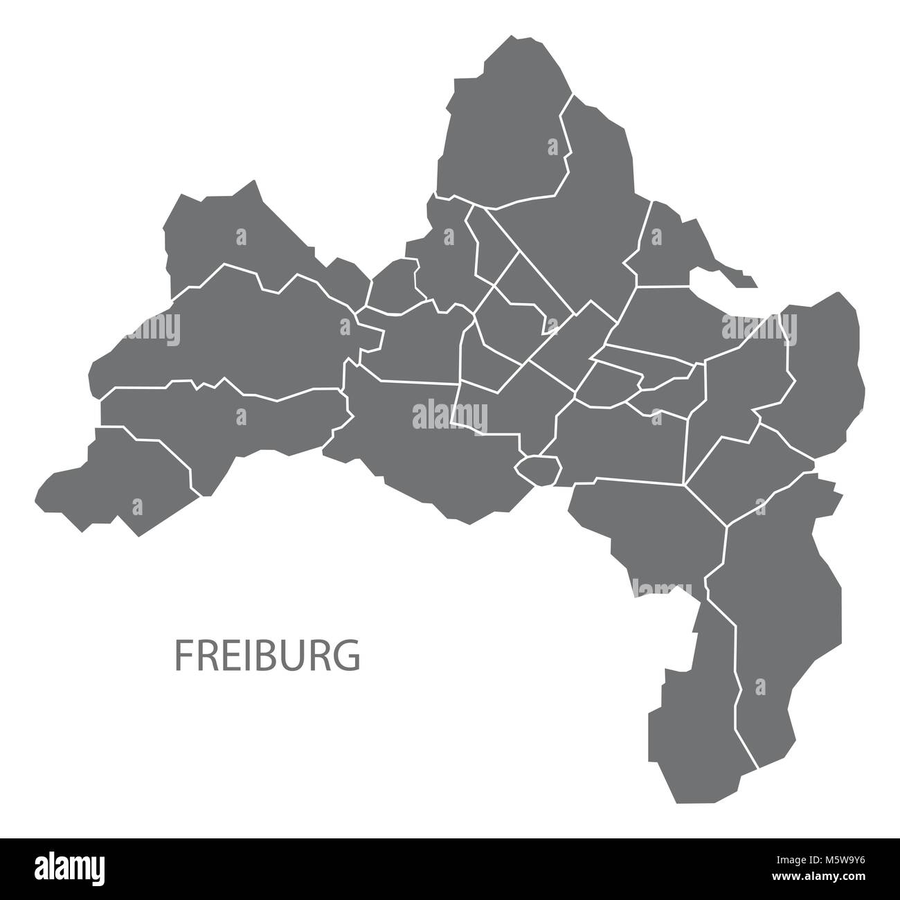 Freiburg city map with boroughs grey illustration silhouette shape Stock Vector Image & Art - Alamy