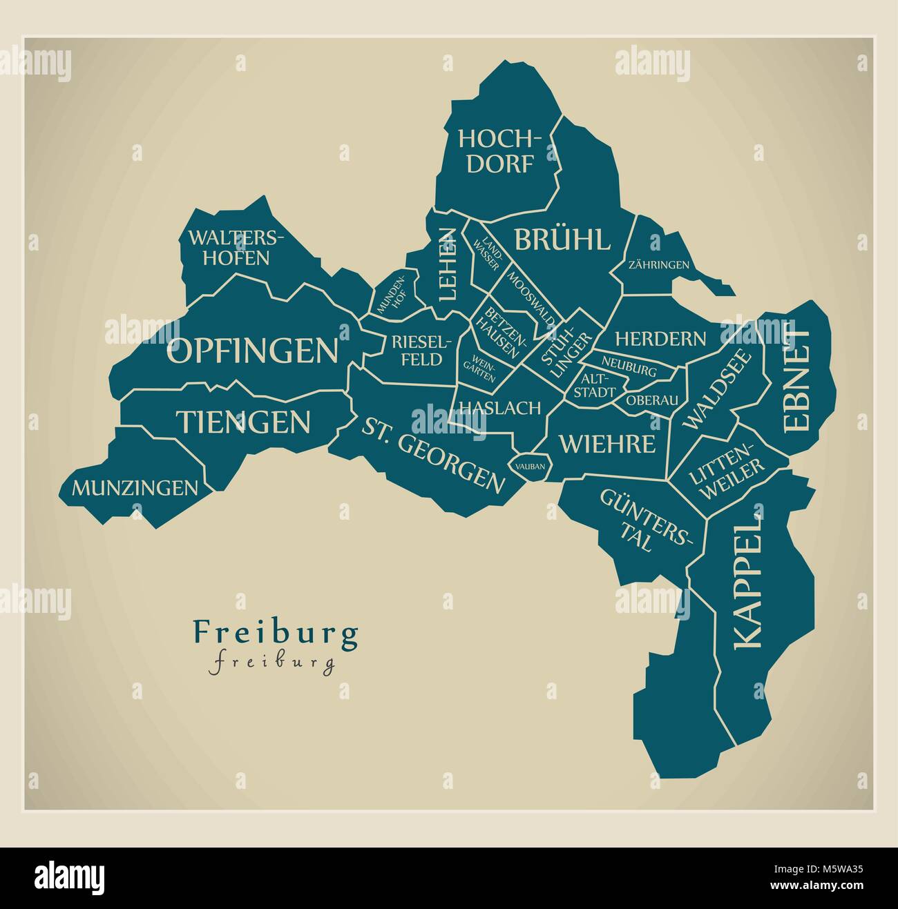 Modern City Map - Freiburg city of Germany with boroughs and titles DE Stock Vector Image & Art ...
