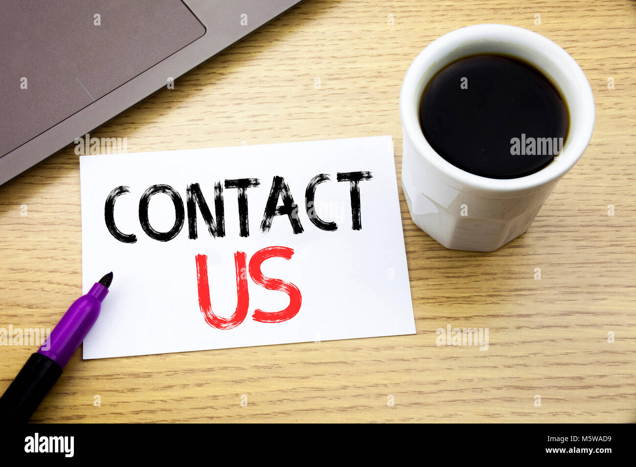 Handwriting Announcement text showing Contact Us. Business concept for ...