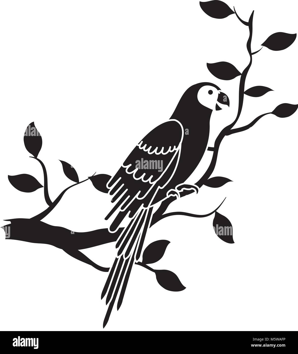 exotic and tropical parrot in branch tree vector illustration design ...
