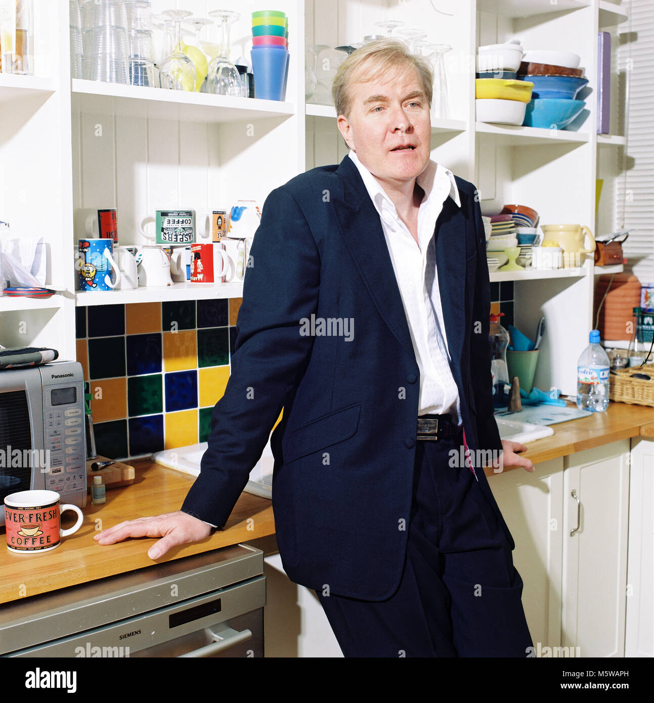 English singer Martin Fry photographed at home in London, England ...