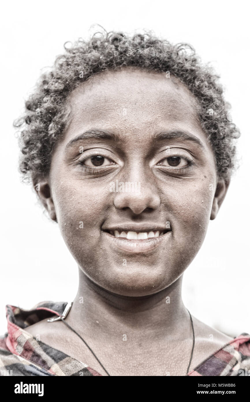 ETHIOPIA,LALIBELA-CIRCA JANUARY 2018--unidentified young girl in the ...