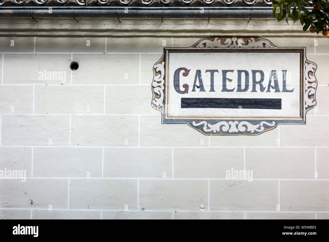 Cathedral sign,catedral ancient wall.Granada, Spain Stock Photo - Alamy